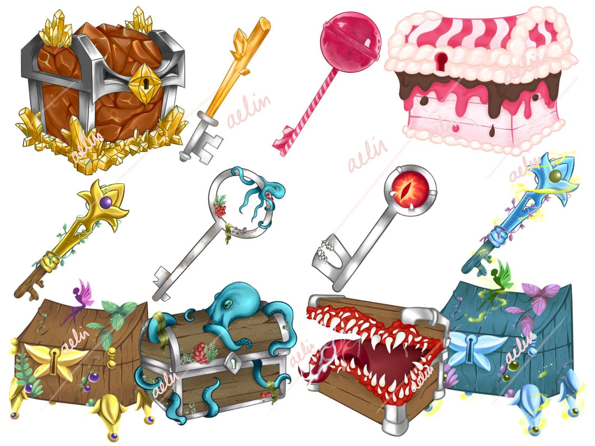 Super Themed Chest & Keys - 16 Unique Icons / ReadyArtShop Buycraft Icons